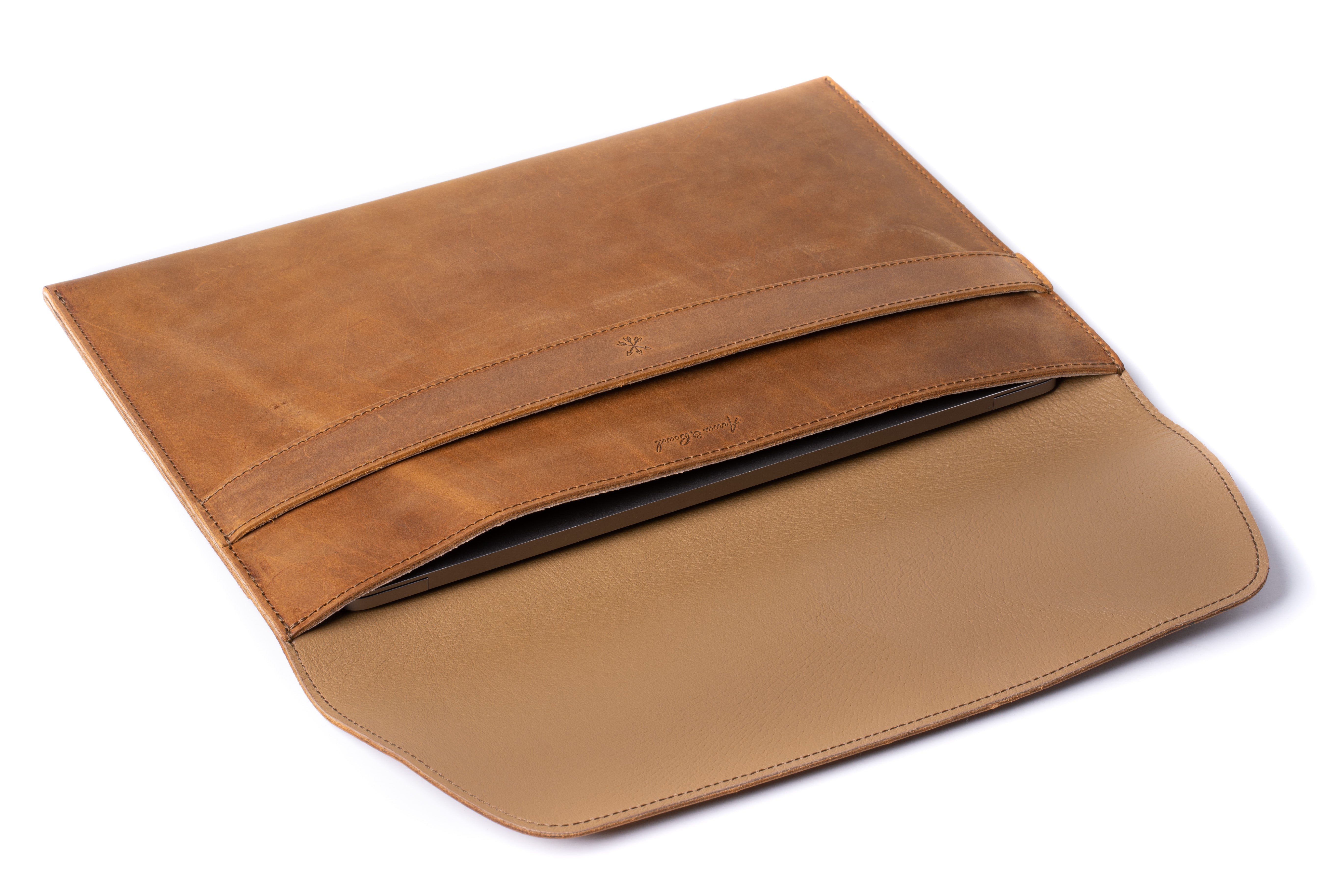 Full Grain Leather MacBook Sleeve Case - Tobacco Brown – Arrow & Board